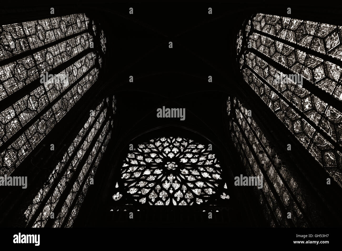 PARIS, FRANCE - MAY 13: Stained glass pattern in Sainte Chapelle on May ...