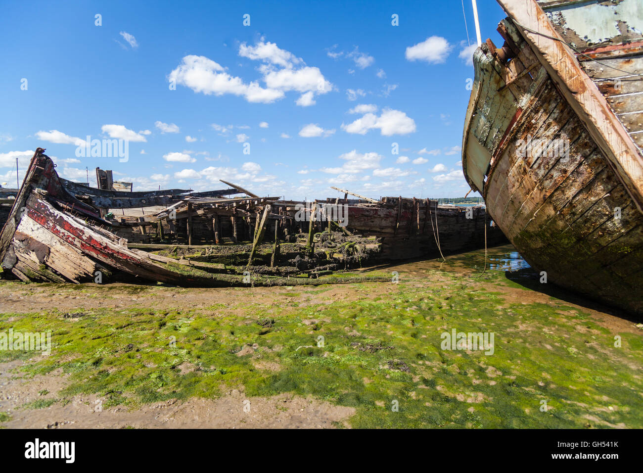 beauty in decaying boats on mud flats Stock Photo - Alamy