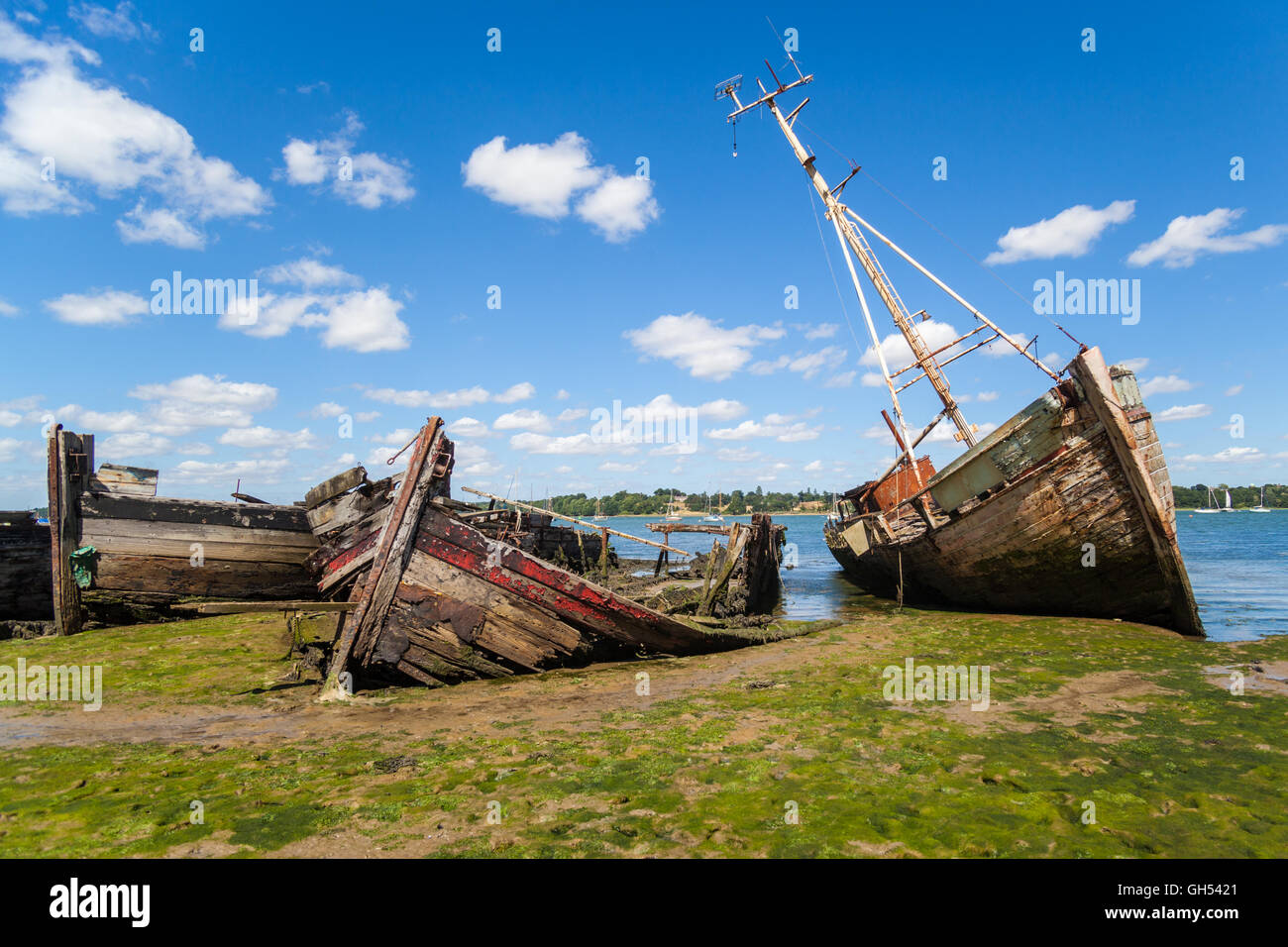 beauty in decaying boats on mud flats river orwell suffolk Stock Photo ...