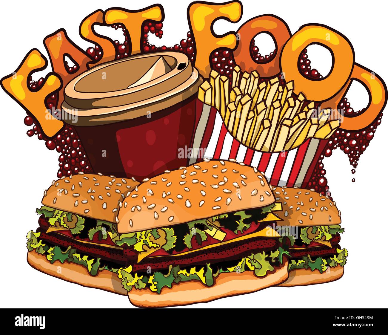 Group fast food products hi-res stock photography and images - Alamy