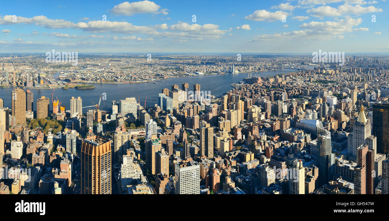 New York City Manhattan east side view panorama with skyscrapers and ...