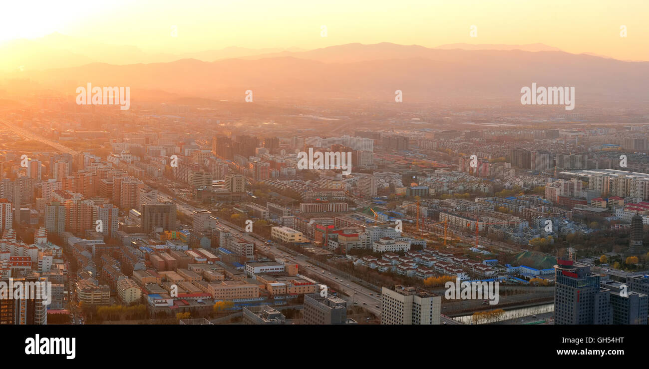 Beijing sunset aerial view with urban buildings Stock Photo - Alamy
