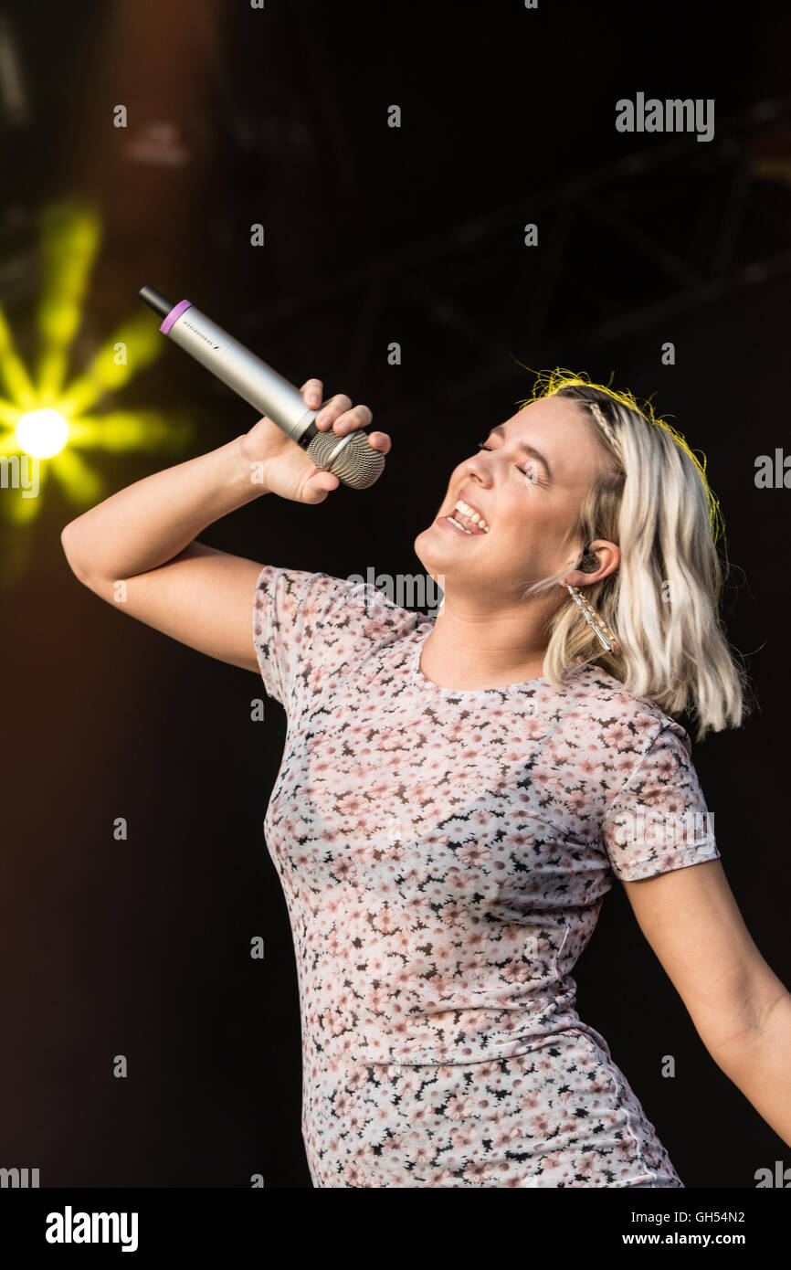 Singer Anne-Marie on stage during set at Camp Bestival, an open air ...