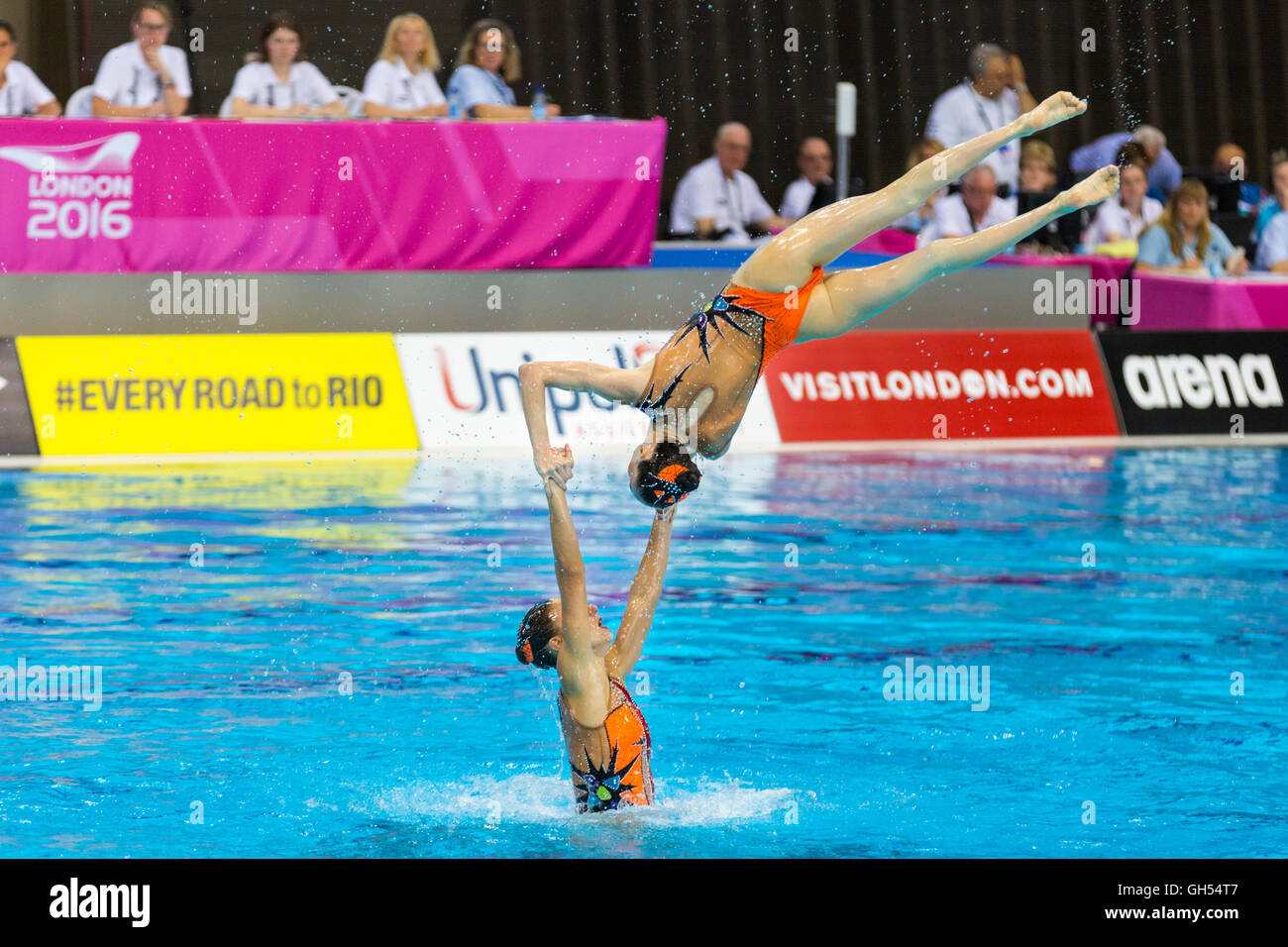 The Greek synchro team perform the Team Free Routine Synchronised ...
