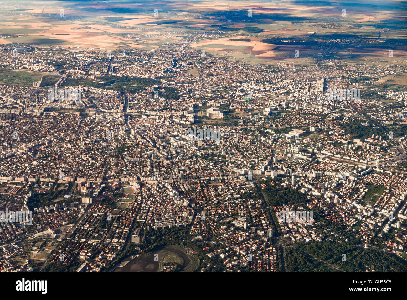 Aerial View Of Bucharest City In Romania Stock Photo - Alamy