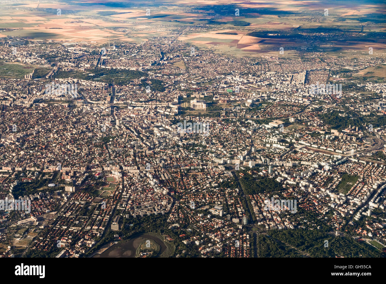 Aerial View Of Bucharest City In Romania Stock Photo - Alamy