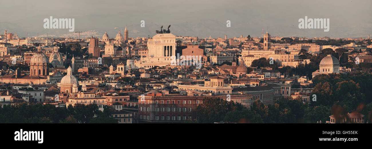 Rome rooftop panoramic view with ancient architecture in Italy Stock ...