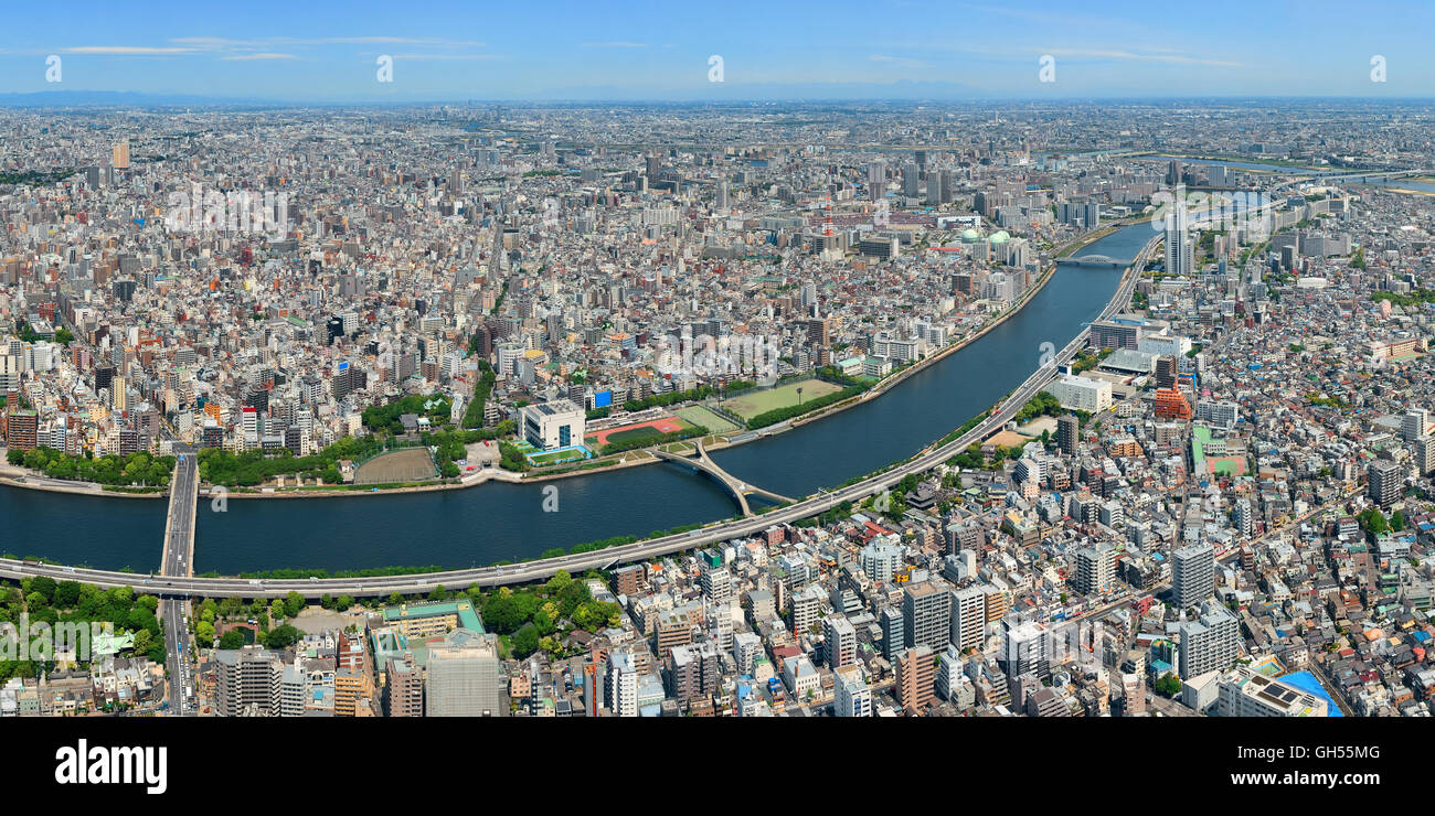 Tokyo urban skyline rooftop view with river, Japan Stock Photo - Alamy