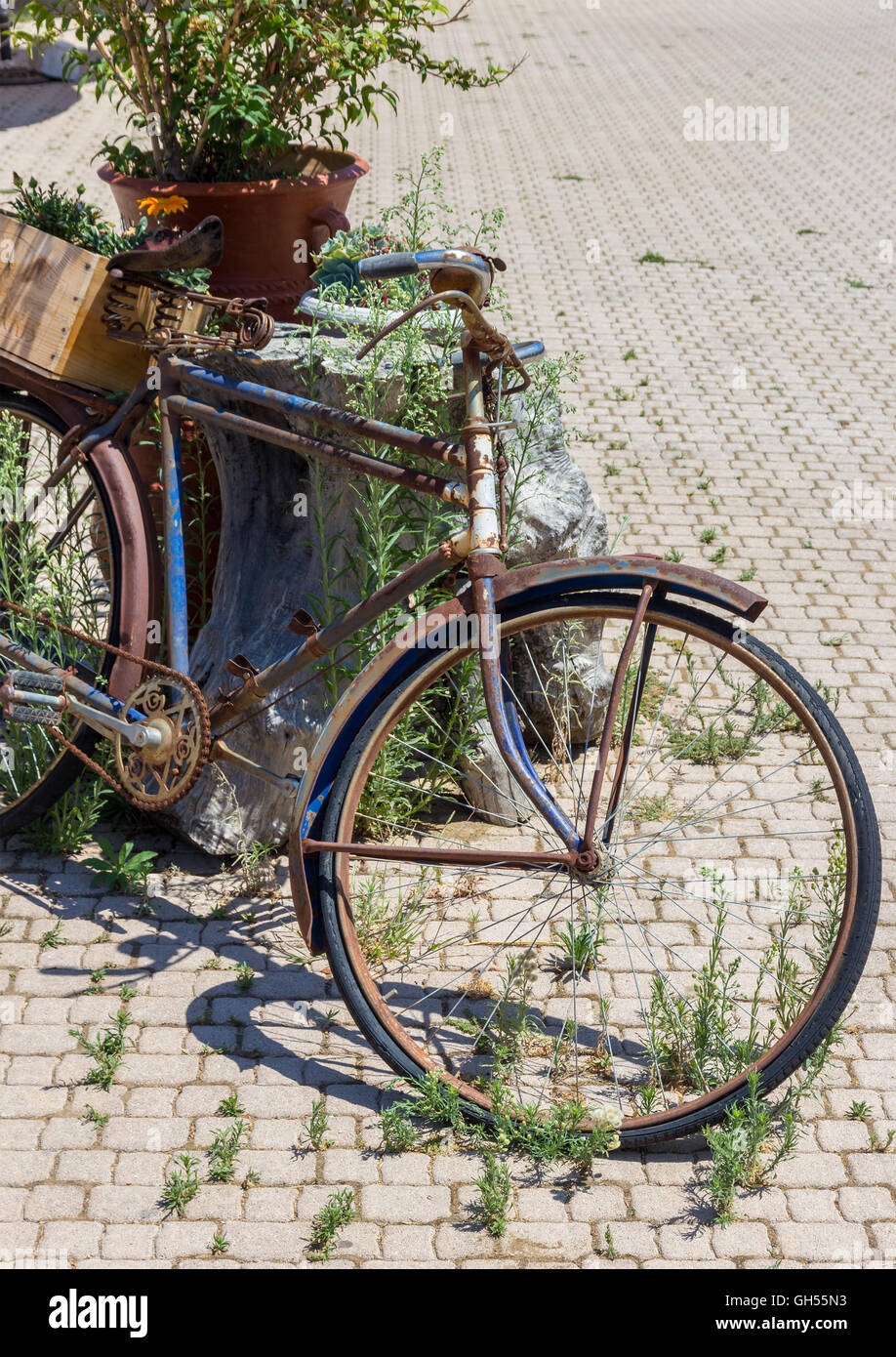 Old rusty broken bike is standing on the street Stock Photo - Alamy