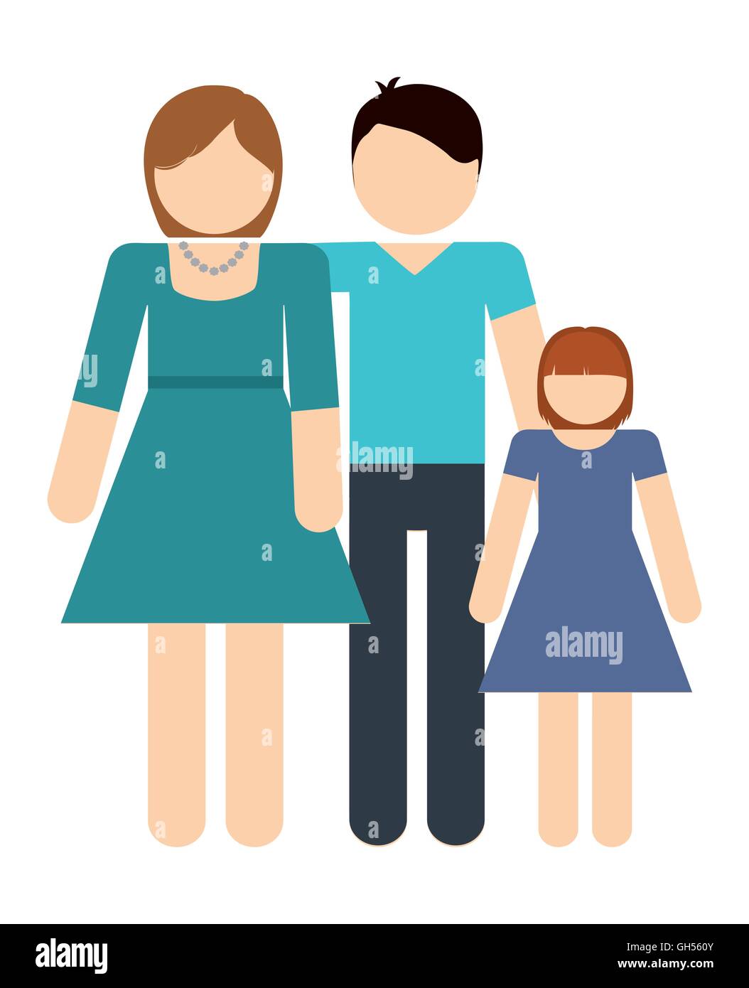Parents and daughter icon. Avatar Family design. Vector graphic Stock ...