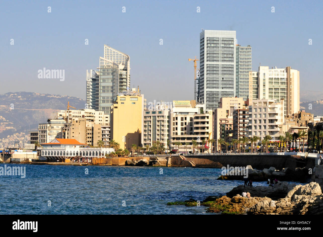 geography / travel, Lebanon, skyline of Beirut of the Corniche from ...