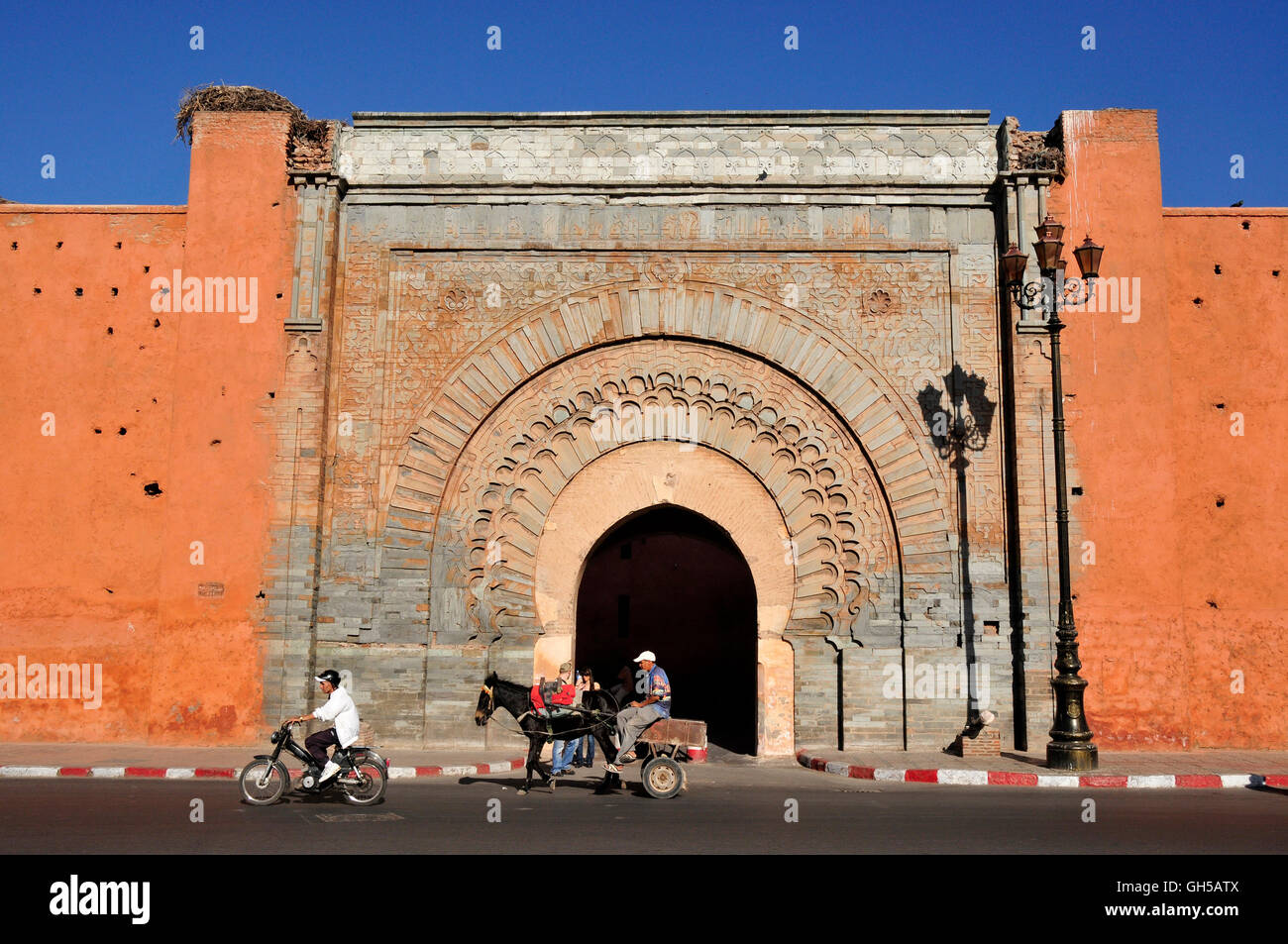 geography / travel, Morocco, historic city gate Bab Agnaou, Marrakech ...