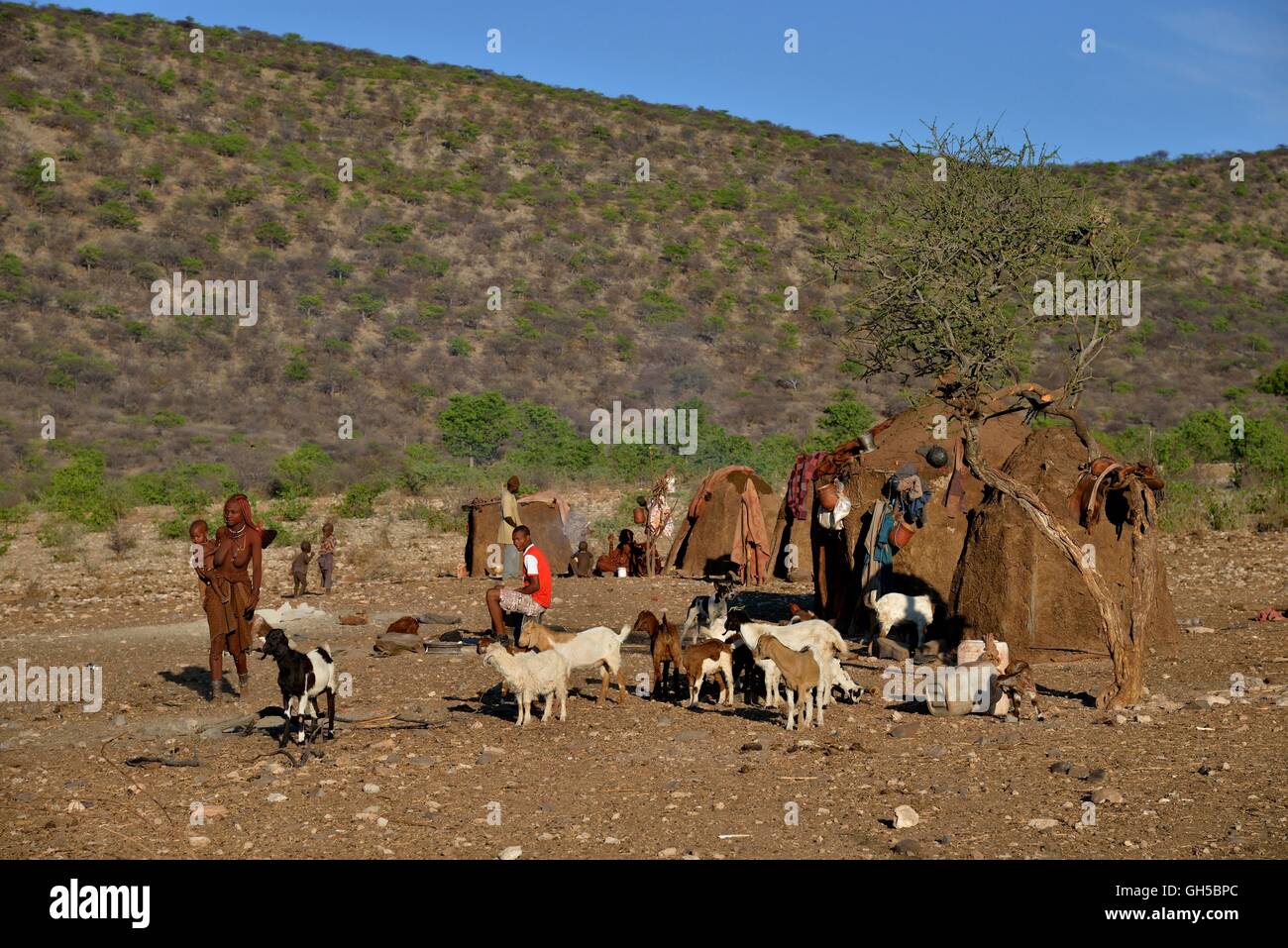 geography / travel, Namibia, Himba hut in the village Epaco, nearby ...