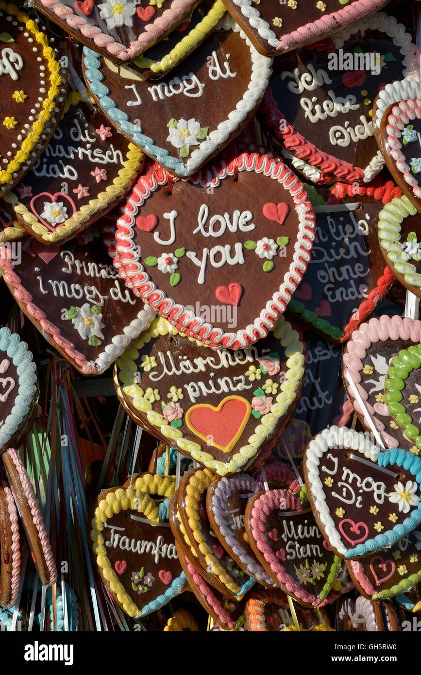 geography / travel, Germany, Bavaria, Munich, gingerbread hearts at a ...