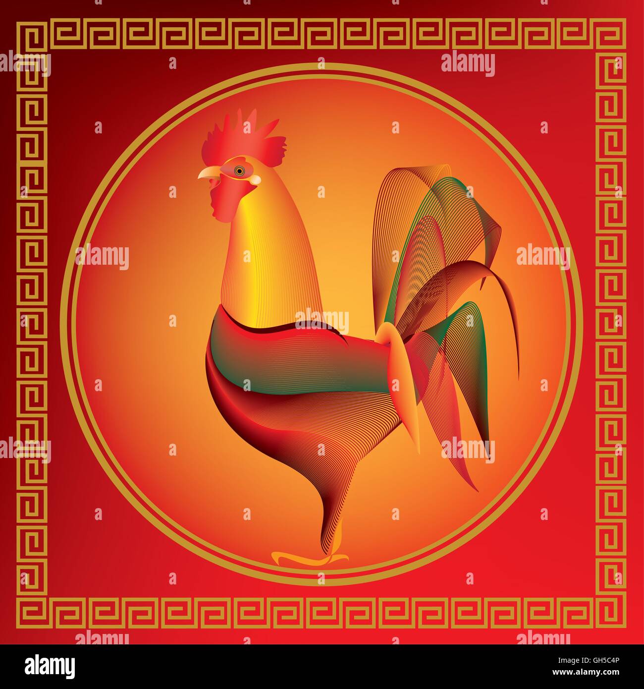 Chinese rooster illustration hi-res stock photography and images - Alamy