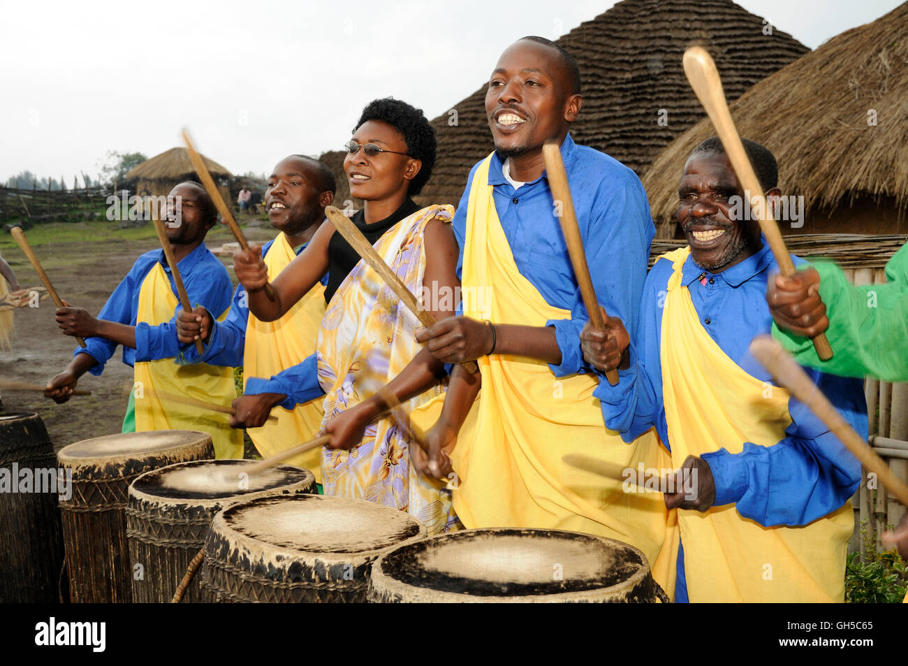 geography / travel, Rwanda, traditional drummer at a folklore event in ...