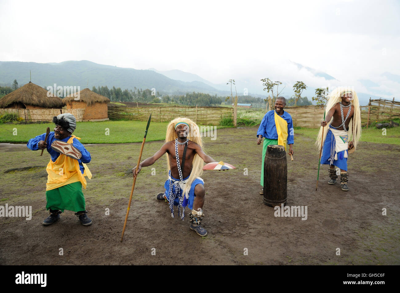 geography / travel, Rwanda, traditional dancer at a folklore event in a ...