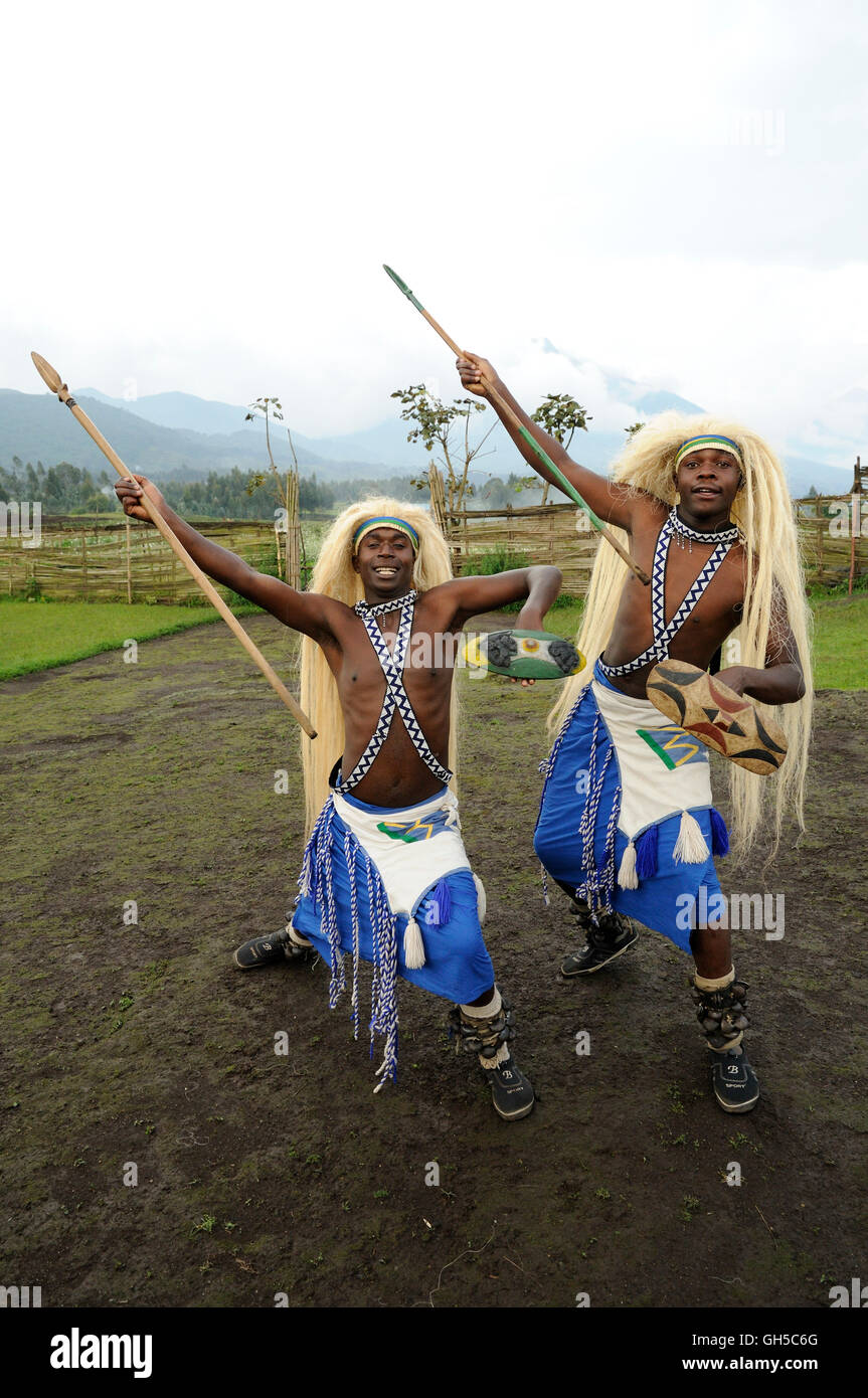geography / travel, Rwanda, traditional dancer at a folklore event in a ...