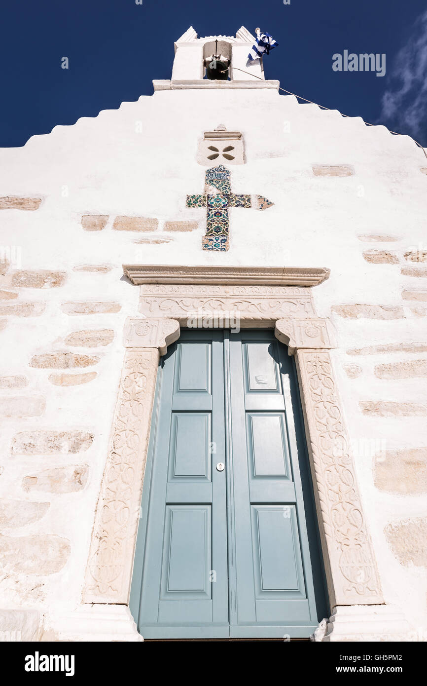 Beautiful typical greek church in Parikia, Paros island Stock Photo - Alamy
