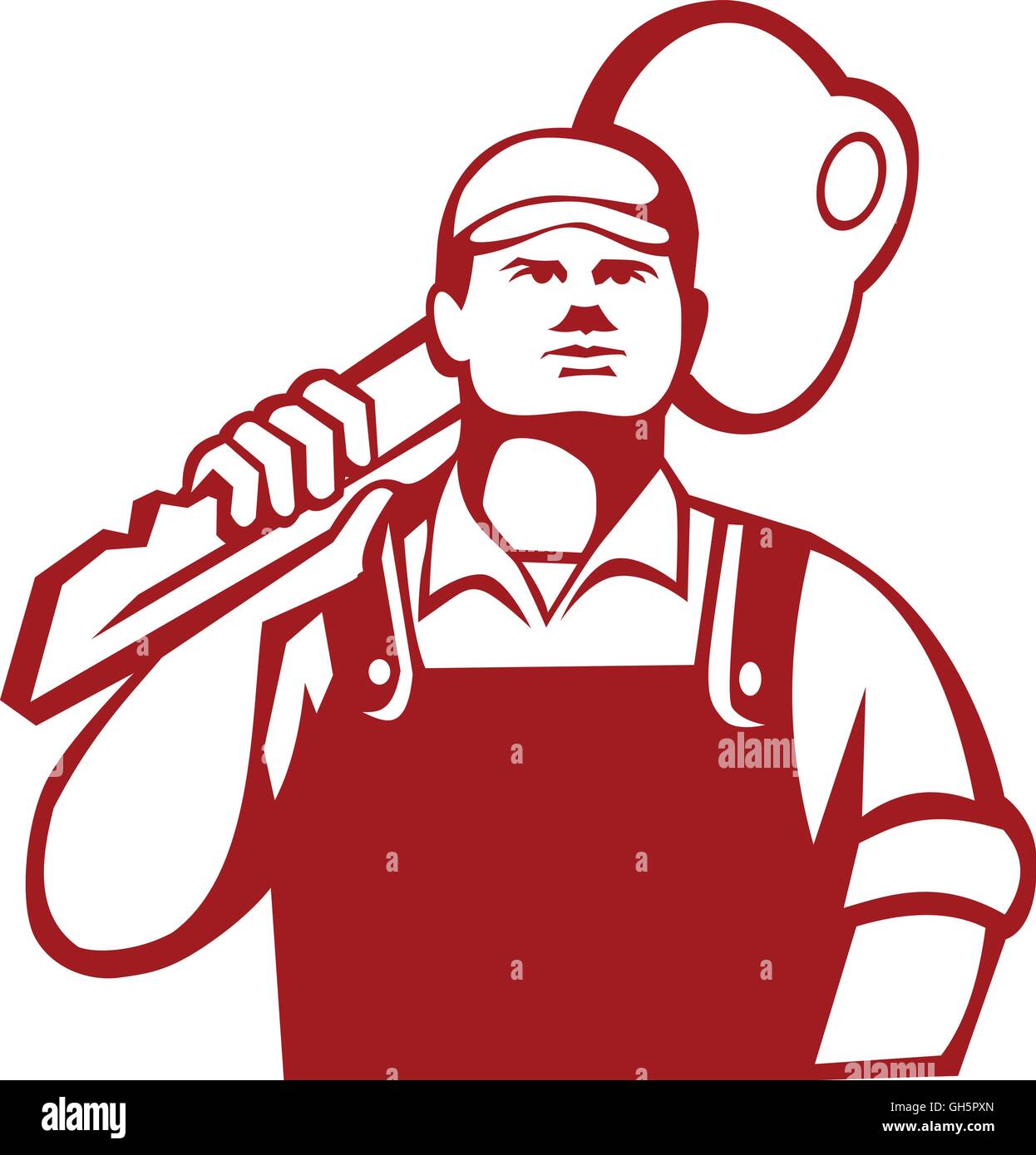 Illustration of a locksmith standing facing front carrying key on ...