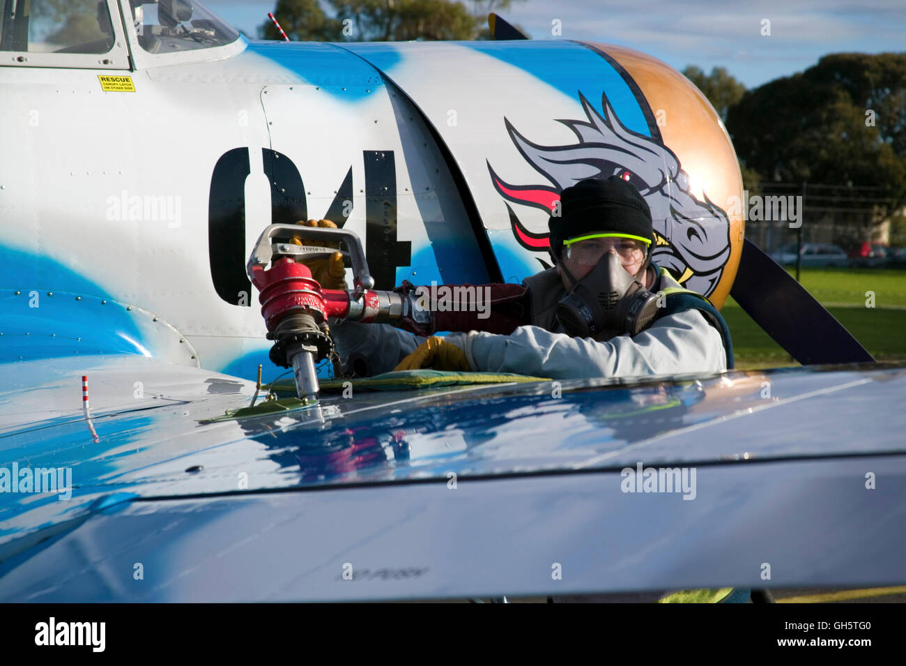 Nanchang CJ6A aircraft with distinctive colors and emblems Stock Photo ...