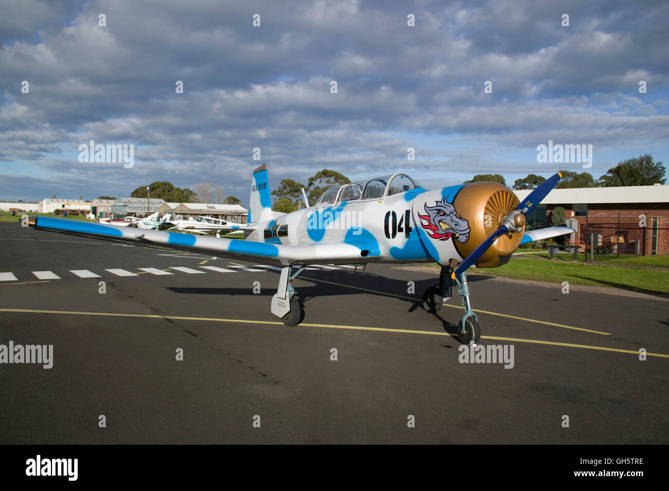 Nanchang CJ6A aircraft with distinctive colors and emblems Stock Photo ...