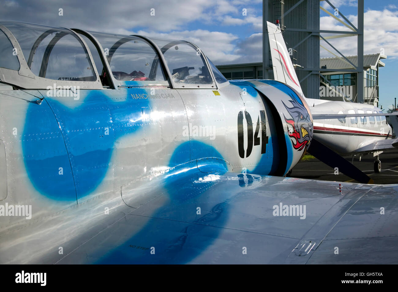 Nanchang CJ6A aircraft with distinctive colors and emblems Stock Photo ...