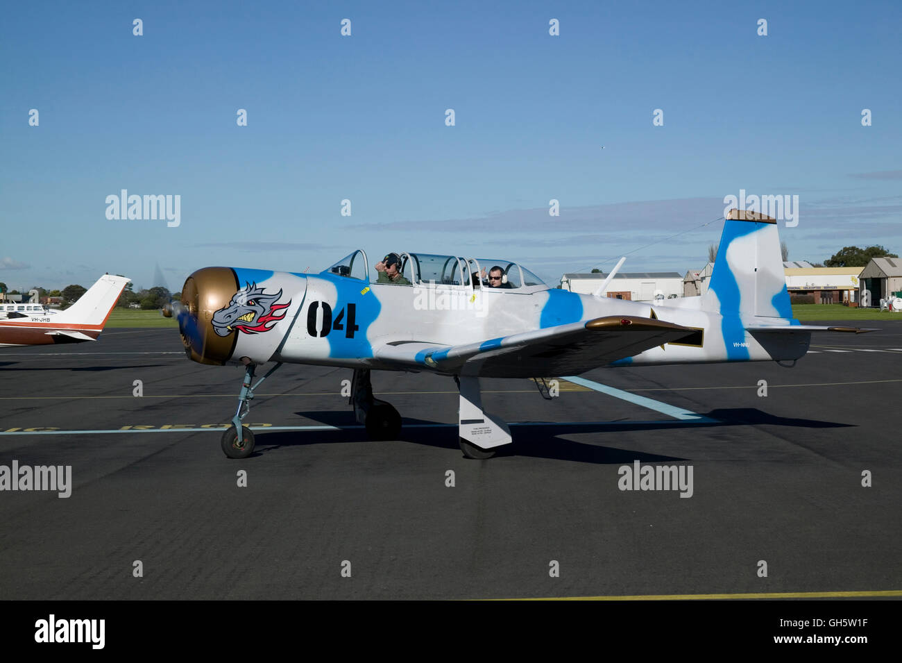Nanchang cj6a aircraft with distinctive colors and emblems hi-res stock ...
