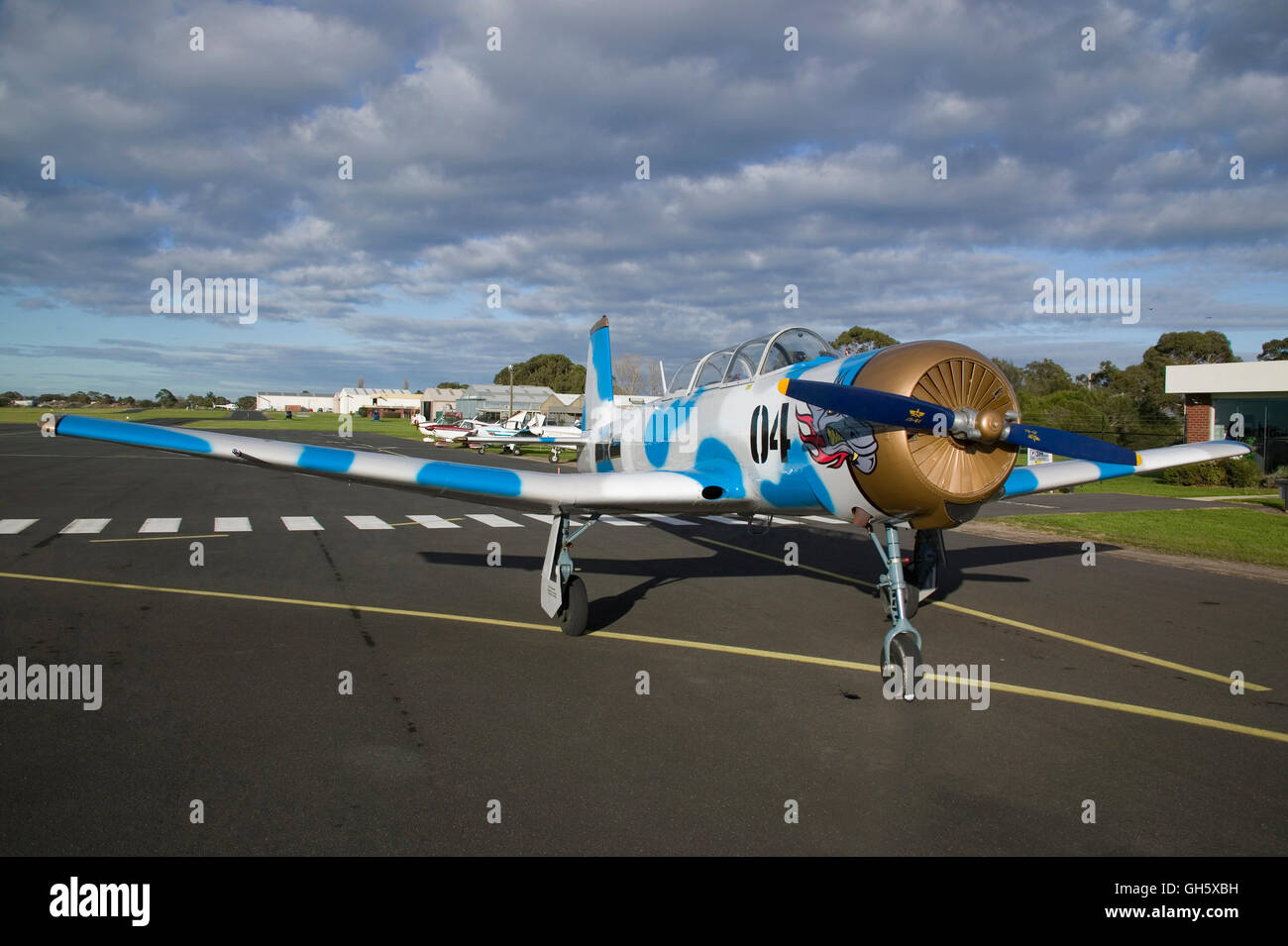 Nanchang CJ6A aircraft with distinctive colors and emblems Stock Photo ...