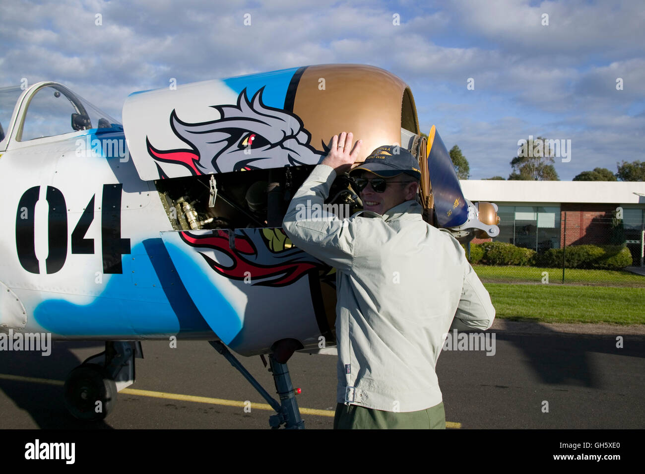 Nanchang CJ6A aircraft with distinctive colors and emblems Stock Photo ...