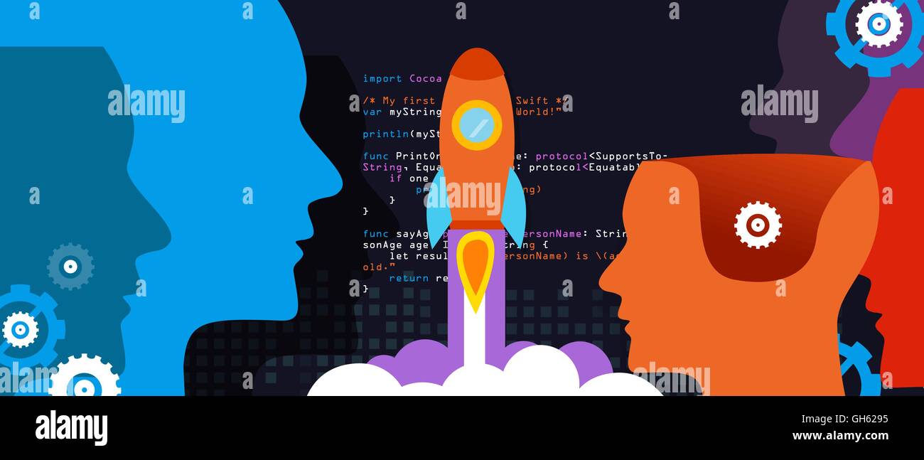 tech start-up technology programming launch rocket Stock Vector Image & Art - Alamy