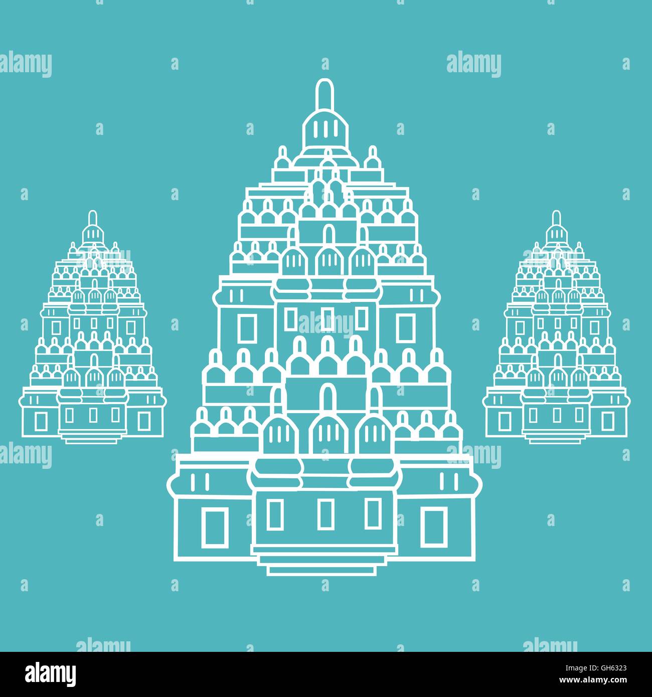 Simple Indian Temple Sketch