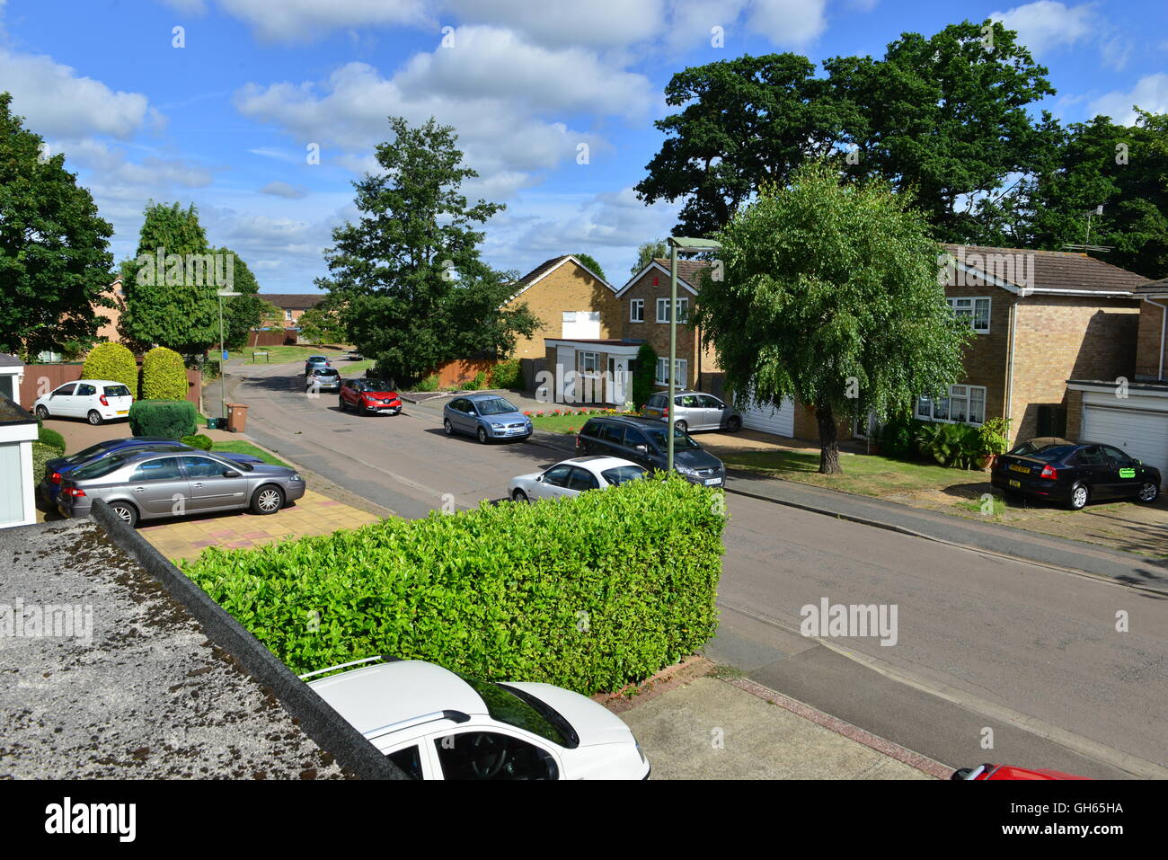 A view of an English street from a garage roof Stock Photo - Alamy