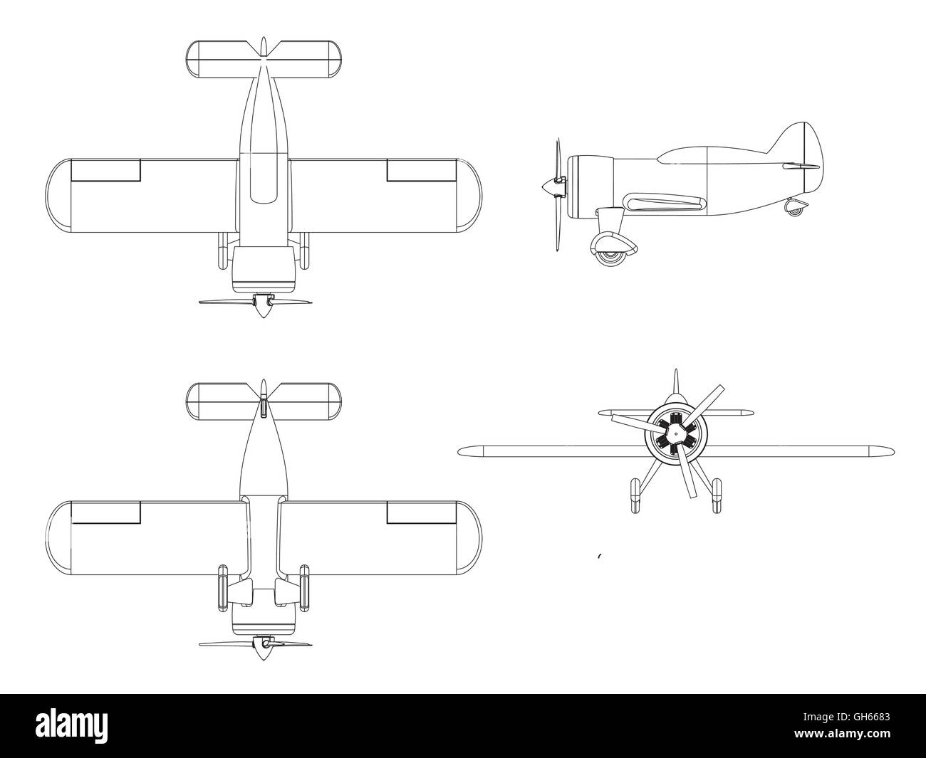 Vector isolated propeller plane set Stock Vector Image & Art - Alamy