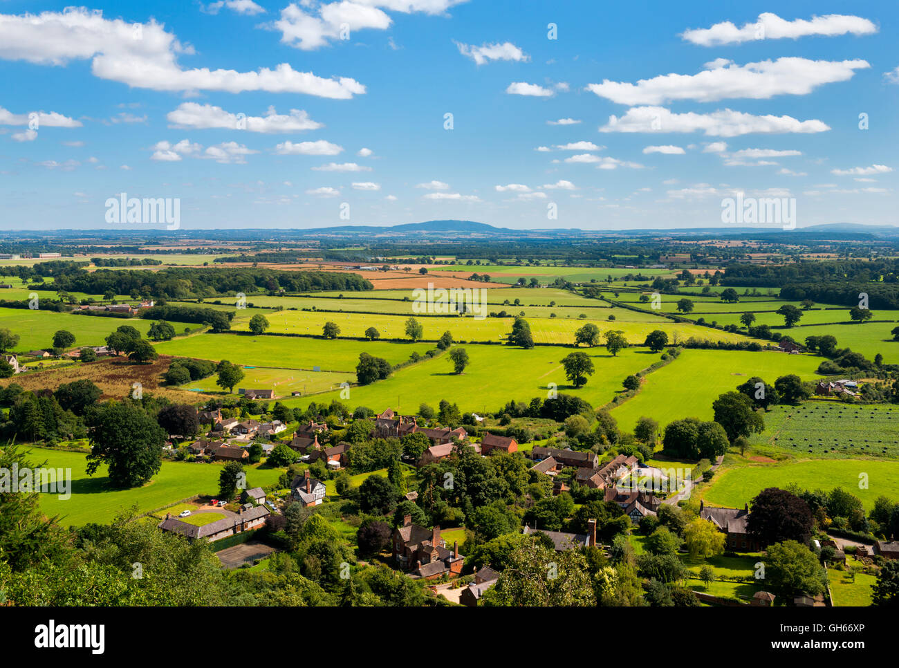 North Shropshire and the village of Grinshill seen from Grinshill Hill ...