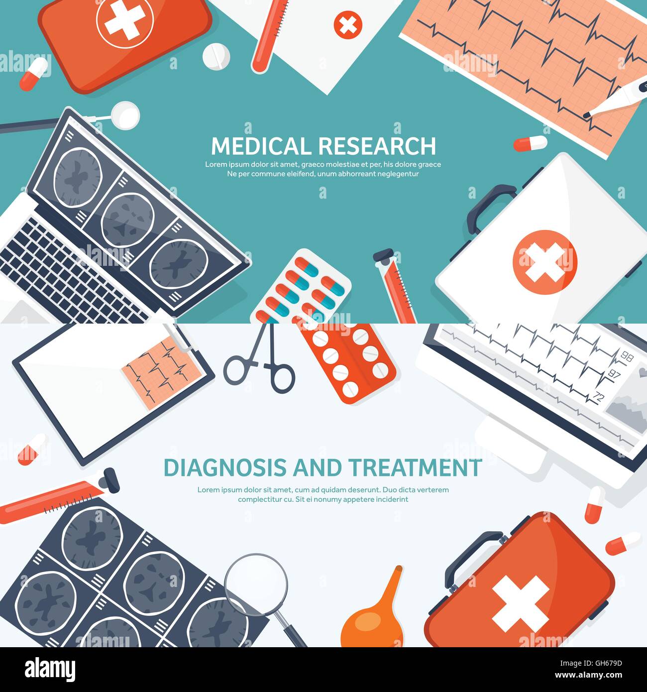 Medical flat background. Health care,first aid,research, cardiology ...