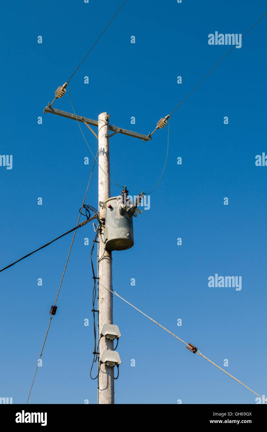 11kv single phase electricity supply cables and a step down transformer ...