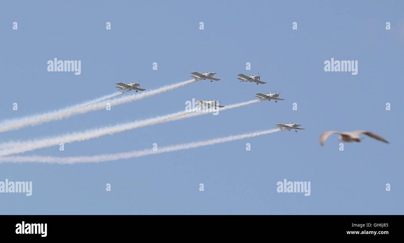 Team Raven aerial display team performing at Blackpool Airshow Stock ...