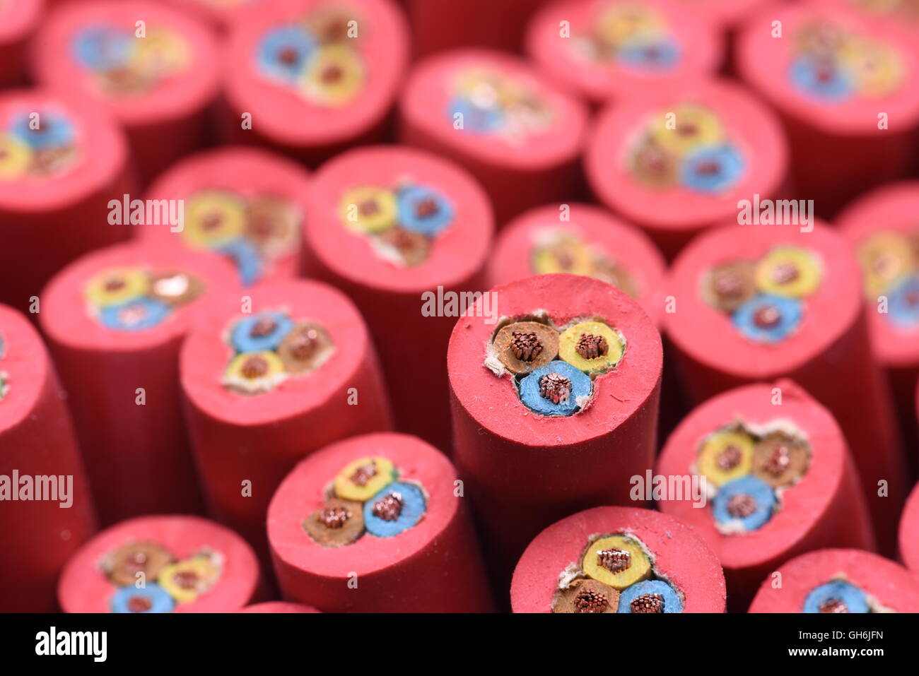 Group of electric cables closeup Stock Photo - Alamy