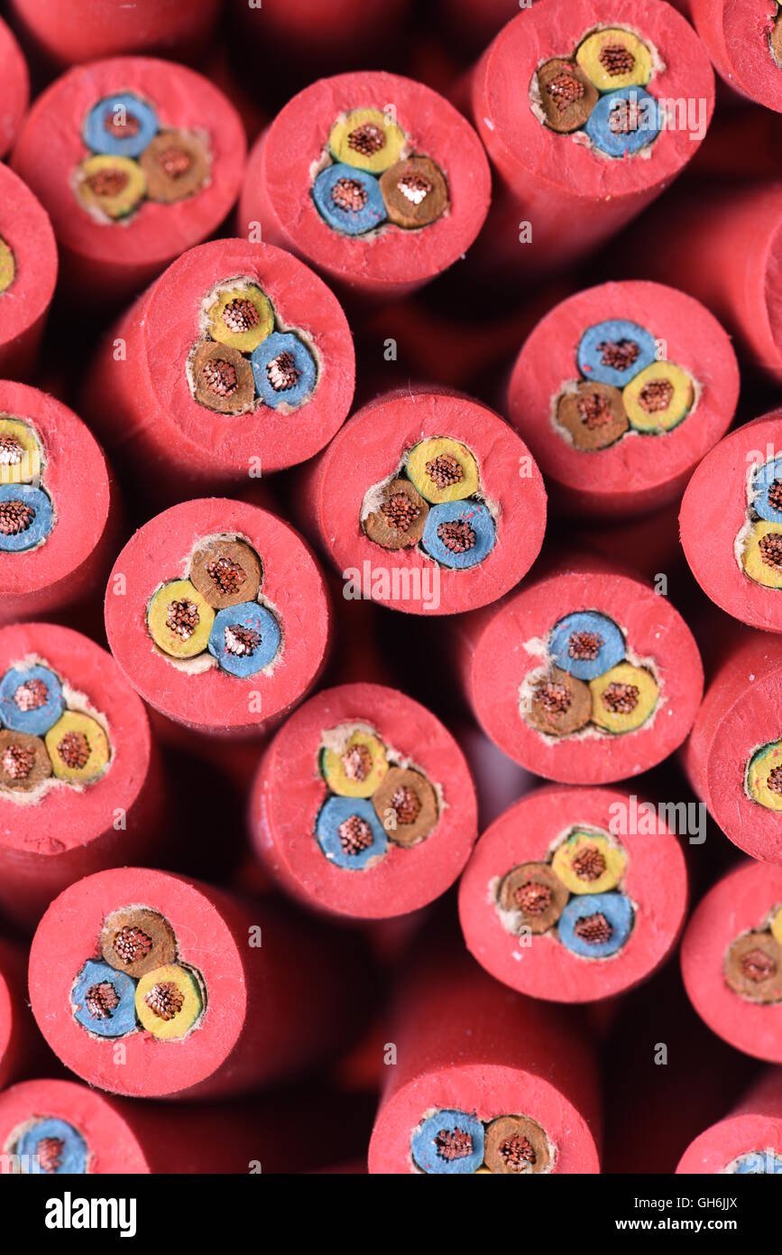 Group of electric cables closeup Stock Photo - Alamy