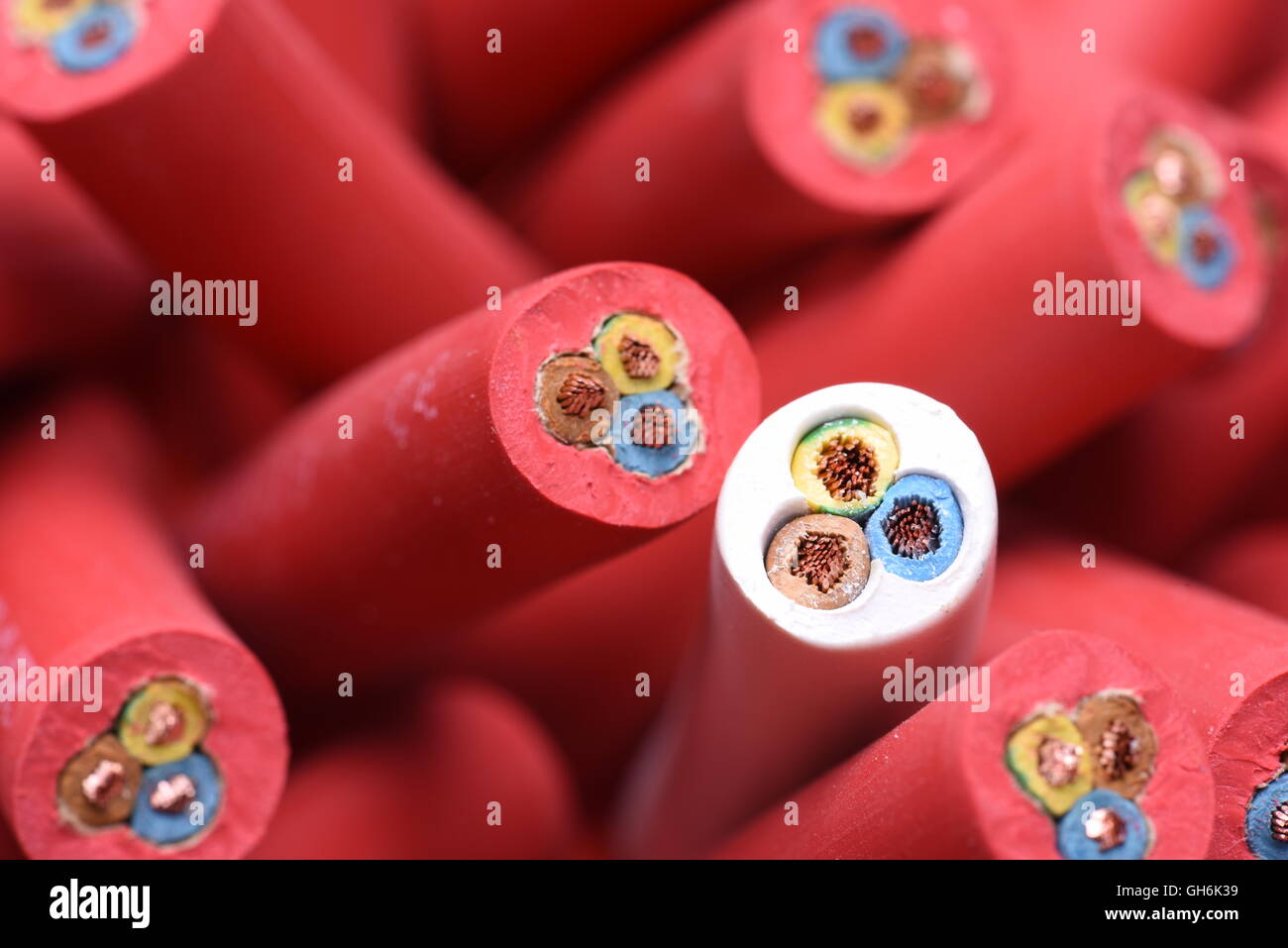 Group of electric cables closeup Stock Photo - Alamy