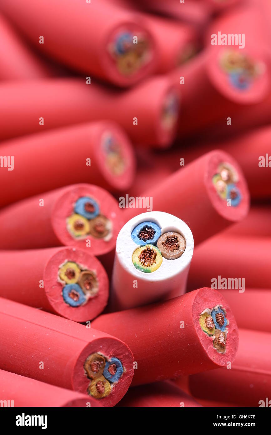 Group of electric cables closeup Stock Photo - Alamy