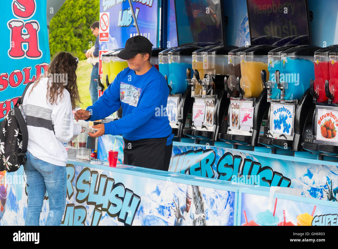 Slush drinks being served at the 2016 Silverstone Classic event ...