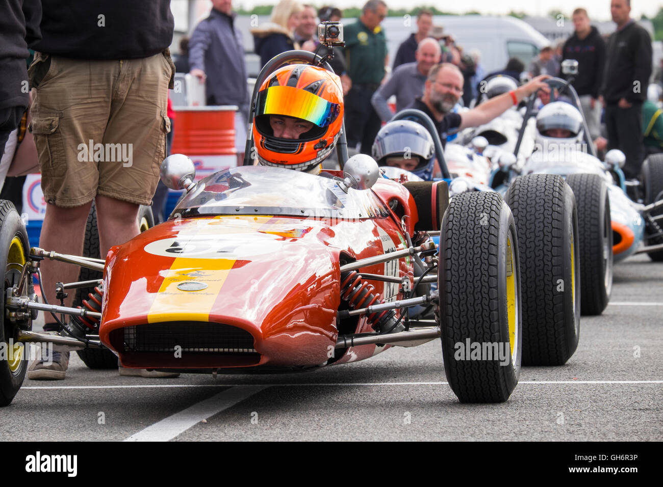Formula Junior racing cars lined up in the paddock at the 2016 ...