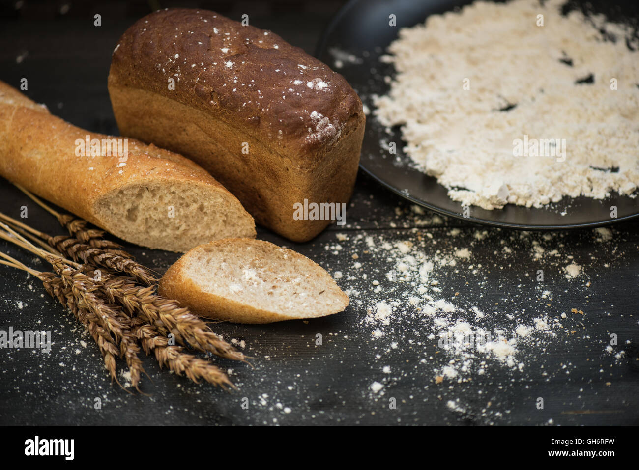Bread composition with wheats Stock Photo - Alamy