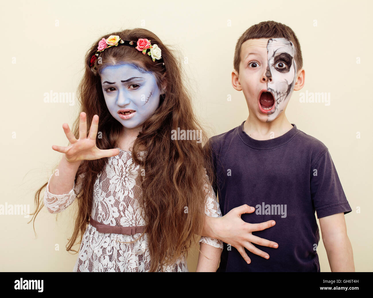 zombie apocalypse kids concept. Birthday party celebration facepaint on ...