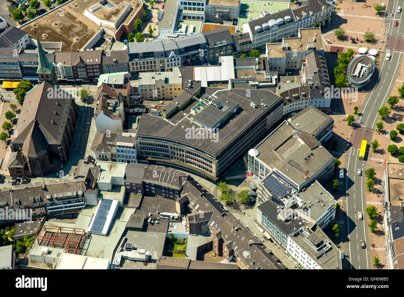 Aerial view, town center Bottrop, downtown with Hansa Center and ...
