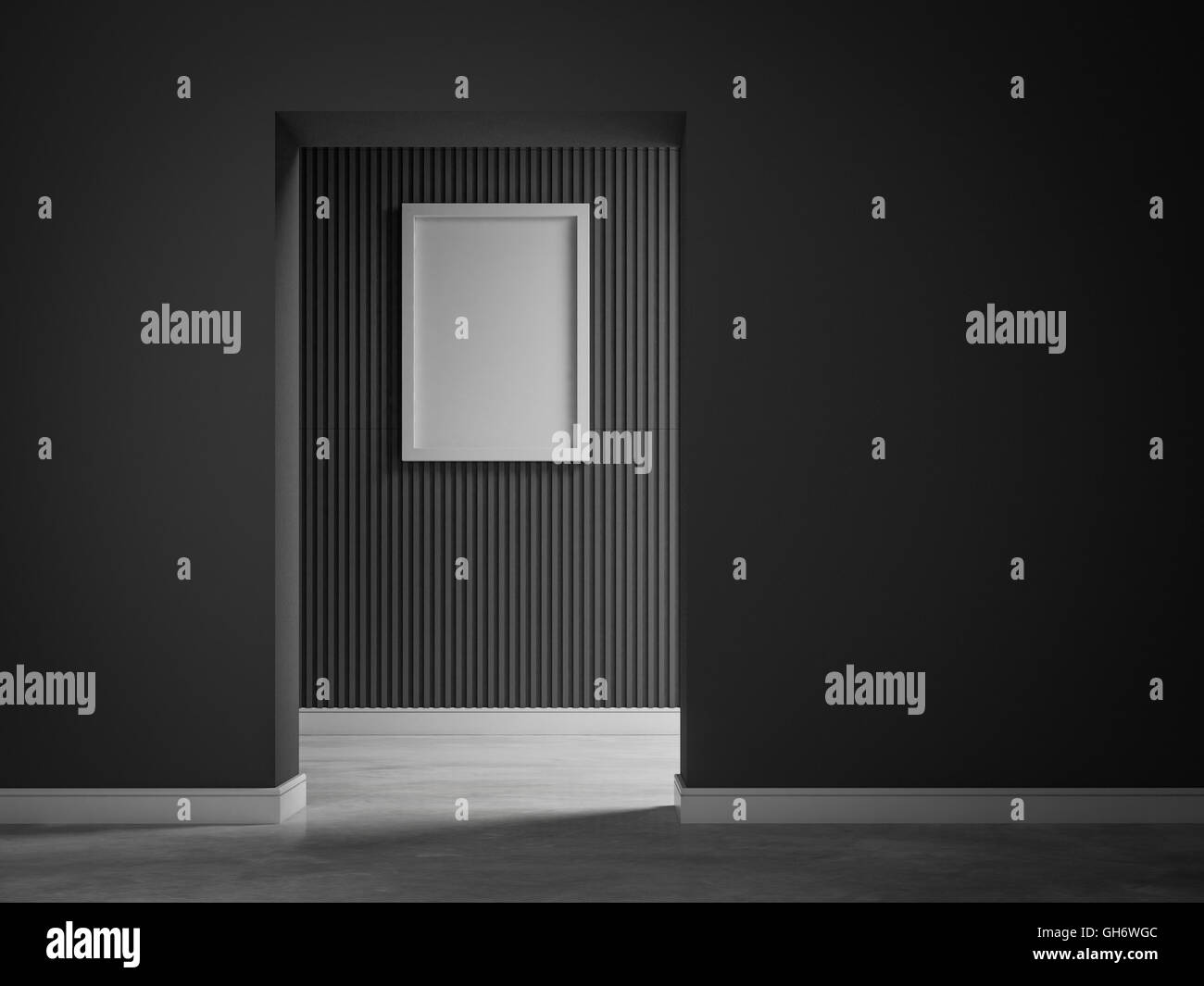 gray 3d wall interior room 3d rendering background with picture frame ...