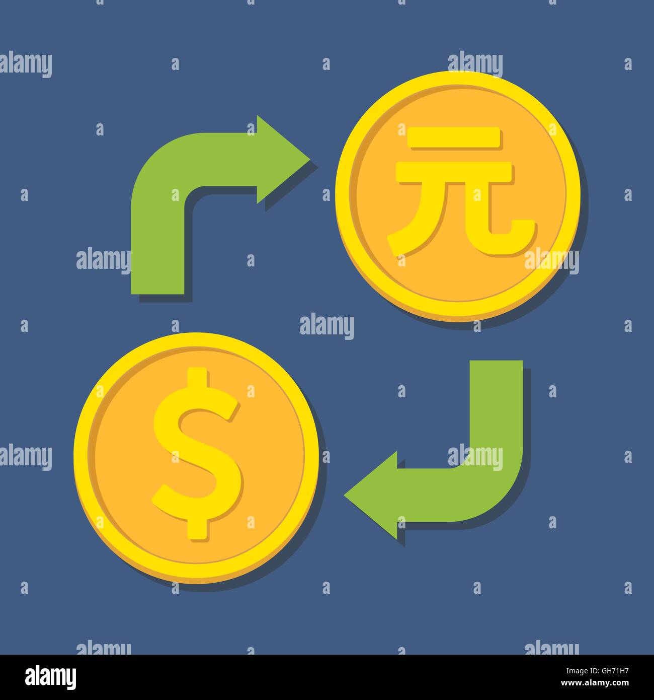 Currency exchange. Dollar and Yuan. Vector illustration Stock Vector ...