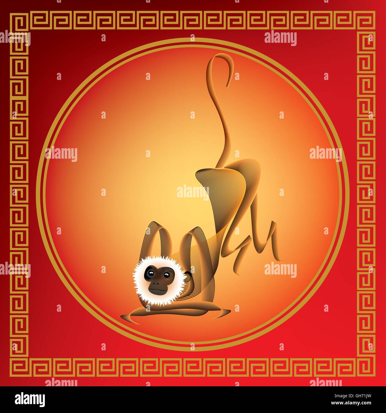 Chinese New Year- year of the monkey on red background Stock Photo - Alamy